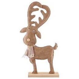 Dekoobjekt CREATIV HOME "Hirschfigur", braun, B:25cm H:49cm T:7cm, Dekofiguren, mit Strick-Schal-Applikation
