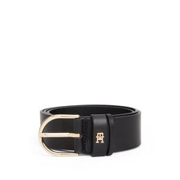 Lederg&uuml;rtel Tommy Hilfiger "ESSENTIAL EFFORTLESS 3,5 cm breit", Damen, Gr. 1/35, schwarz, Rindsleder, G&uuml;rtel Lederg&uuml;rtel, Dameng&uuml;rtel, 3,5 cm breit, casual und Jeans, ovale Einfachdornschlie&szlig;e