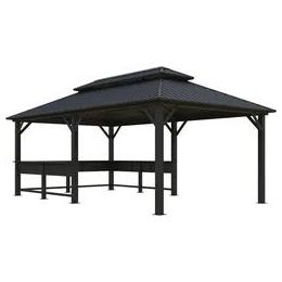Pavillon Sojag "Bondi 1220 Schwarz", schwarz, B/H/T: 363,8cm x 307cm x 598,7cm, Pavillons, 598,7x363,8x307cm