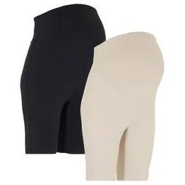 Radlerhose bonprix, Damen, Gr. 52/54 (XXL), N-Gr, schwarz, beige, Jersey, Obermaterial: 95% Baumwolle, 5% Elasthan, skinny fit, Hosen Radlerhose, aus elastischem Material, mit Jerseybund, kurze Leggings