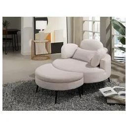 Loveseat OTTO HOME "Riko Sessel, B: 110 cm, Sitzh&ouml;he: 44 cm", creme, wei&szlig;, B:110cm H:84cm T:110cm, 100%PES, Sessel, XXL- Sessel, mit Stauraumhocker, R&uuml;ckenst&uuml;tze & 4 Zierkissen