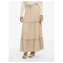 Maxirock Vila "VIMESA HW MAXI SKIRT - NOOS", Damen, Gr. 40, feather gray, Web, Obermaterial: 100% Viskose, unifarben, regular fit lang, R&ouml;cke Maxirock, mit R&uuml;schen