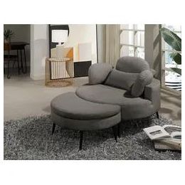 Loveseat OTTO HOME "Riko Sessel, B: 110 cm, Sitzh&ouml;he: 44 cm", grau (dunkelgrau), B:110cm H:84cm T:110cm, 100%PES, Sessel, XXL- Sessel, mit Stauraumhocker, R&uuml;ckenst&uuml;tze & 4 Zierkissen