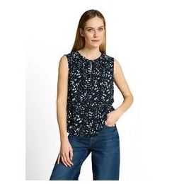 Blusentop Tom Tailor, Damen, Gr. 42, schwarz-wei&szlig; (navy dot), Web, Obermaterial: 70% Viskose, 30% Lyocell, gemustert, regular fit h&uuml;ftbedeckend, Rundhals, Blusen Blusentop, mit Allover-Muster und mit Viskose