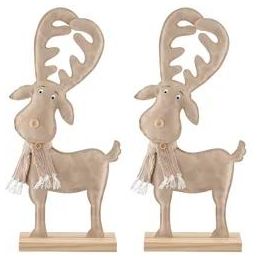Dekoobjekt CREATIV HOME "Hirschfigur", hellbraun, B:17cm H:38cm T:5,5cm, Dekofiguren, mit Strick-Schal-Applikation