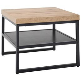 CARRYHOME Couchtisch, Natur, Schwarz, Metall, Holzwerkstoff, quadratisch, eckig, 50x40x50 cm, Wohnzimmer, Wohnzimmertische, Couchtische