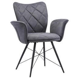 Hom&acute;in Hom`in Armlehnstuhl, Grau, Textil, Rundrohr, Gittergestell, 72x89x62 cm, ISO 9001, Bsci, Typenauswahl, Esszimmer, St&uuml;hle, Esszimmerst&uuml;hle, Armlehnenst&uuml;hle