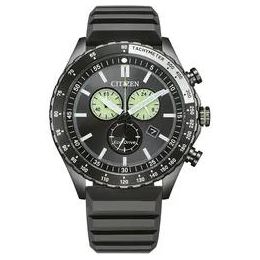 Chronograph Citizen "Eco-Drive Sports Chrono", schwarz, grau, Armbanduhren, Herren, Chronograph, Armbanduhr, Solar, Herrenuhr, Silikonarmband, analog, Big Date