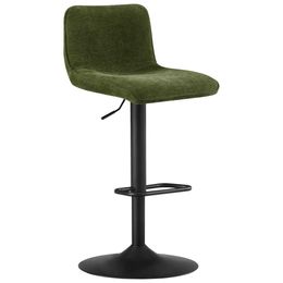 Barhocker, Gr&uuml;n, Schwarz, Metall, Textil, Drehkreuz, S&auml;ule, 45x88-109.5x50 cm, Sitzfl&auml;che 360&deg; drehbar, Stoffauswahl, Esszimmer, Barm&ouml;bel, Barhocker