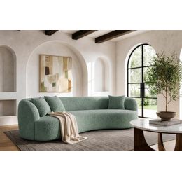 Riess Ambiente Organisches Sofa ATELIER 230cm salbei Boucl&eacute; 3-Sitzer Couch inkl. Kissen Riess-Ambiente Wohnzimmer Landhaus Modern Skandinavisch