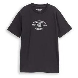 Kurzarmshirt Tom Tailor, Jungen, Gr. 164, schwarz (coal grau), Single Jersey, Obermaterial: 100% Baumwolle, bedruckt, regular fit h&uuml;ftlang, Rundhals, abgesteppte Kante, Shirts, Sommershirt mit Print/f&uuml;r Boys