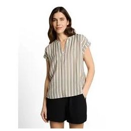Kurzarmbluse Tom Tailor, Damen, Gr. 38, olive wei&szlig;, Web, Obermaterial: 82% Viskose, 18% Polyamid, gemustert, normal h&uuml;ftbedeckend, Rundhals, abgesteppte Kante, Blusen, Sommerbluse mit floralem Muster