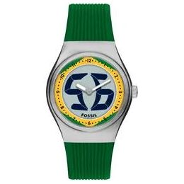 Quarzuhr Fossil "Archival Big Tic", gr&uuml;n, silberfarben, edelstahlfarben, Armbanduhren, Herren, Quarzuhr, Armbanduhr, Herrenuhr, Silikonarmband, analog, digital