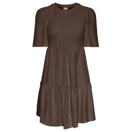 Jacqueline de Yong Minikleid JDY "JDYCARLA CATHINKA S/S DRESS JRS NOOS", Damen, Gr. M, N-Gr, chocolate braun, Jersey, Obermaterial: 95% Polyester, 5% Elasthan, unifarben, regular fit kniefrei, Rundhals, Kleider Minikleid, Kunstfaser, regular fit