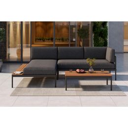 Ambia Garden Loungegarnitur, Grau, Akazie, Metall, Textil, 3-teilig, F&uuml;llung: Schaumstoff, 149x99 cm, Loungem&ouml;bel, Gartenlounge-Sets