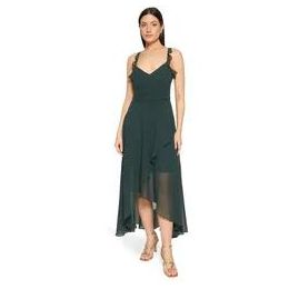 Abendkleid Vera Mont "Damen mit Volant", Damen, Gr. 40, Normalgr&ouml;&szlig;en, dusty slate, Chiffon, Obermaterial: 100% Polyester. Futter: 100% Polyester, A-Linie lang, V-Ausschnitt, Kleider Abendkleid, Wickel-Design