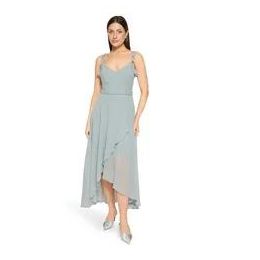 Abendkleid Vera Mont "Damen mit Volant", Damen, Gr. 32, Normalgr&ouml;&szlig;en, smoky salvia, Chiffon, Obermaterial: 100% Polyester. Futter: 100% Polyester, A-Linie lang, V-Ausschnitt, Kleider Abendkleid, Wickel-Design