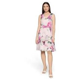 Cocktailkleid Vera Mont "Damen mit Volant", Damen, Gr. 34, Normalgr&ouml;&szlig;en, ros&eacute;, schwarz pink, Chiffon, Obermaterial: 100% Polyester. Futter: 100% Polyester, loose fit kurz, V-Ausschnitt, Kleider