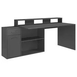 Schreibtisch Home Affaire "Chester", anthrazit, anthrazit, anthrazit, B:160cm H:92cm T:115cm, Tische, Schreibtisch, Gamingtisch mit Lowboard - Arbeitstisch Ma&szlig;e (B/T/H) 160/115/92 cm