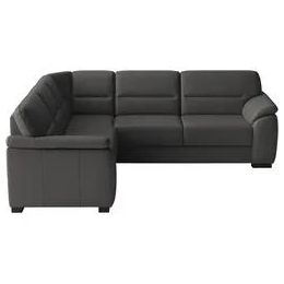 Sit & More Ecksofa SIT & MORE "Montego Leder, L-Form, B: 255cm", grau (anthrazit), B:255cm H:88cm T:225cm, Sofas, Ecksofa, wahlweise mit Schlaffunktion und Schubkasten