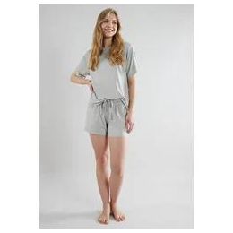 Shorty Tom Tailor, Damen, Gr. 46, grau, mittel, melange, Single Jersey, Obermaterial: 95% Viskose, 5% Elasthan, Homewear-Sets Shorty
