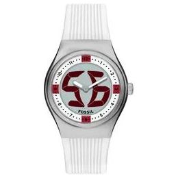 Quarzuhr Fossil "Archival Big Tic", wei&szlig;, silberfarben, Armbanduhren, Herren, Quarzuhr, Armbanduhr, Herrenuhr, Silikonarmband, analog, digital