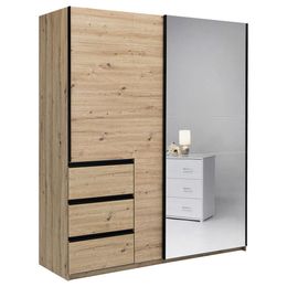 Boxxx Schwebet&uuml;renschrank, Eiche Artisan, Glas, Holzwerkstoff, 2 F&auml;cher, 3 Schublade(n) Schubladen, 175x205x62 cm, in verschiedenen Gr&ouml;&szlig;en erh&auml;ltlich, Schrankfront mit Spiegel, Kinder- & Jugendzimmer, Jugendm&ouml;bel, Jugendkleiderschr&auml;nke