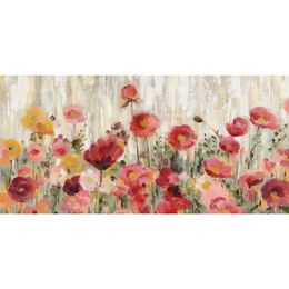 Euroart Leinwandbild, Mehrfarbig, Holz, Papier, Kiefer, Blumen, rechteckig, 115x55 cm, Keilrahmen, Bilder und Zubeh&ouml;r, Wandbilder, Leinwandbilder