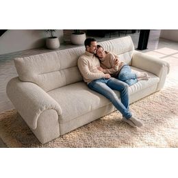 Riess Ambiente 3-Sitzer Sofa SIXTH SENSE 210cm beige Boucl&eacute;-Strickstoff mit Nosagfederung und Daunenfedern Riess-Ambiente Wohnzimmer Modern Skandinavisch