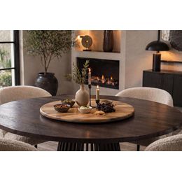 Riess Ambiente Massiver Drehteller SERVANT 60cm natur Mangoholz drehbare Servierplatte rund Riess-Ambiente