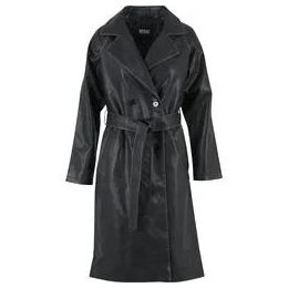 Winterjacke Urban Classics "Urban Classics Ladies Vintage Trenchcoat", Damen, Gr. M, schwarz, 100% Polyester, unifarben, normal, amerikanischer Ausschnitt, Jacken Winterjacke