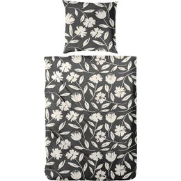Wendebettw&auml;sche Primera "Perkal Bettw&auml;sche", schwarz, blum, B/L: 200cm x 135cm, 1 Stk., 1 Stk., Perkal, B/L: 80cm x 80cm, 2, Perkal, Obermaterial: 100% Baumwolle, Bettw&auml;sche, Wendebettw&auml;sche, glatte Oberfl&auml;che, perfekt f&uuml;r erholsame N&auml;chte, atmungsaktiv