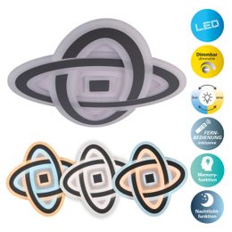 N&auml;ve N&Auml;VE LED Deckenleuchte "Milla", grau, 1, &Oslash; 48cm H: 6cm, 1 Stk., Leuchten, Dimmbar per Fernbedienung, CCT, Memory, Nachlicht, Timer, Sterneffekt, LED Deckenleuchte