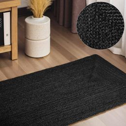 Teppich Hanse Home "Juteteppich Teppich Juno", schwarz, B:80cm H:9mm L:150cm, Jute, Teppiche, Teppich, Jute, Shape, Handgemacht, Wohnzimmerteppich, Naturteppich, Wohnzimmer