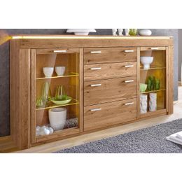 Highboard VOGL M&Ouml;BELFABRIK, wildeiche teilmassiv, B:222cm H:114,5cm T:40cm, Sideboards, Highboard, Breite 222 cm