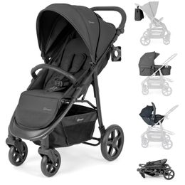 Kombi-Kinderwagen BABYGO "Evolution", Kinder, schwarz, Aluminium, Stahl, Kinderwagen, mit Babywanne, Babyschale, Wickeltasche und Sportsitz