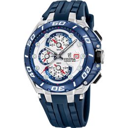 Chronograph Festina "Chrono Bike", blau, wei&szlig;, blau, Armbanduhren, Herren, Chronograph, Quarzuhr, Armbanduhr, Herrenuhr, analog, Tag, Stoppfunktion
