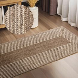 Teppich Hanse Home "Juno Line Juteteppich", beige (natur wei&szlig; braun), B:80cm H:9mm L:200cm, Oberfl&auml;che: 100% Jute. R&uuml;ckseite: 100% Jute, Teppiche, Teppich, Jute, Shape, Handgemacht, Wohnzimmerteppich, Naturteppich, Wohnzimmer
