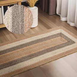 Teppich Hanse Home "Juno Fusion Juteteppich", beige (natur gold multifarben), B:80cm H:9mm L:300cm, Oberfl&auml;che: 100% Jute. R&uuml;ckseite: 100% Jute, Teppiche, Teppich, Jute, Shape, Handgemacht, Wohnzimmerteppich, Naturteppich, Wohnzimmer