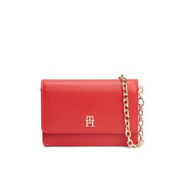 Kartenetui Tommy Hilfiger "TH ICON CARD HOLDER W/CHAIN", Damen, rot, Lederimitat, Kleinlederwaren, Damen Geldbeutel, Portemonnaie, Minibag mit TH-Logoemblem