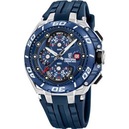 Chronograph Festina "Chrono Bike", blau, blau, schwarz, Armbanduhren, Herren, Chronograph, Quarzuhr, Armbanduhr, Herrenuhr, analog, Tag, Stoppfunktion