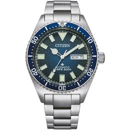 Automatikuhr Citizen "Promaster Mechanical Diver", silber (silberfarben, dunkelblau), Armbanduhren, Damen, Automatikuhr, Armbanduhr, Herrenuhr, Damenuhr, Taucheruhr, bis 20 bar wasserdicht