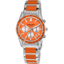 Chronograph Jacques Lemans "Liverpool", orange (silberfarben, orange), Armbanduhren, Damen, Chronograph, Quarzuhr, Armbanduhr, Herrenuhr, Damenuhr, bis 10 bar wasserdicht