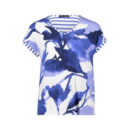 Kurzarmshirt Betty Barclay "Damen mit Ringel", Damen, Gr. 38, wei&szlig;, blau, Jersey, Obermaterial: 95% Viskose, 5% Elasthan, loose fit normal, V-Ausschnitt, Shirts