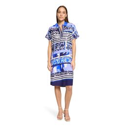 Sommerkleid Betty Barclay "Damen mit &uuml;berschnittenen &Auml;rmeln", Damen, Gr. 36, Normalgr&ouml;&szlig;en, blau, wei&szlig;, Obermaterial: 100% Viskose, figurumspielend kurz, Kleider Sommerkleid