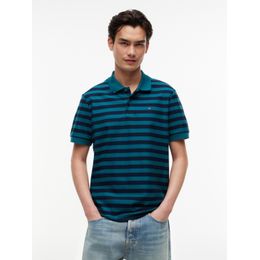 Poloshirt Tommy Jeans "TJM REG STRIPE POLO EXT", Herren, Gr. 4XL, polar teal stripe, Jersey, Obermaterial: 100% Baumwolle, gestreift, regular fit h&uuml;ftbedeckend, Rundhals, angesetztes B&uuml;ndchen, Shirts, aus Baumwoll-Jersey, Regular Fit