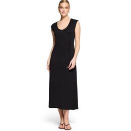 Maxikleid Zero "Damen mit G&uuml;rtel", Damen, Gr. 42, Normalgr&ouml;&szlig;en, schwarz beauty, Obermaterial: 97% Baumwolle (organic), 3% Elasthan, A-Linie lang, V-Ausschnitt, Kleider Maxikleid, Material
