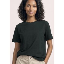 Kurzarmshirt Street One, Damen, Gr. 34, schwarz (deep bound gr&uuml;n), Jersey, Obermaterial: 97% Baumwolle, 3% Elasthan, unifarben, normal h&uuml;ftlang, Rundhals, abgesteppte Kante, Shirts, Sommershirt im verk&uuml;rzten Schnitt