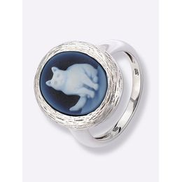 Fingerring Lady Gr. 17, blau, Fingerringe, Damen, 17, Silber 925 (Sterlingsilber), Fingerring