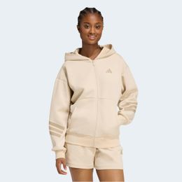 Kapuzensweatshirt adidas Sportswear "W FI 3S FZ HD", Damen, Gr. S, crystal linen, Obermaterial: 67% Polyester, 33% Baumwolle, normal, Rundhals, angesetztes B&uuml;ndchen, Sweatshirts